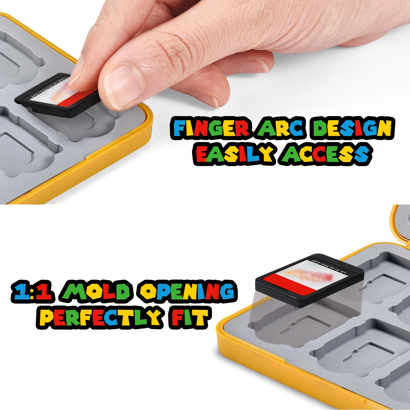 FUNLAB Switch Game Case Compatible with Nintendo Switch Games & Micro SD Cards, Switch Game Holder Cartridge Case with 24 Game Card Storage for Mario Fans - Wonder Yellow