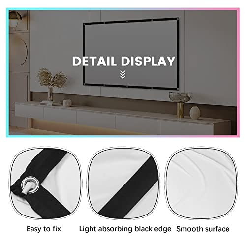 Fangyid Portable Projector Screen for Home Theater Outdoor HD White Foldable Anti- (120Inch)