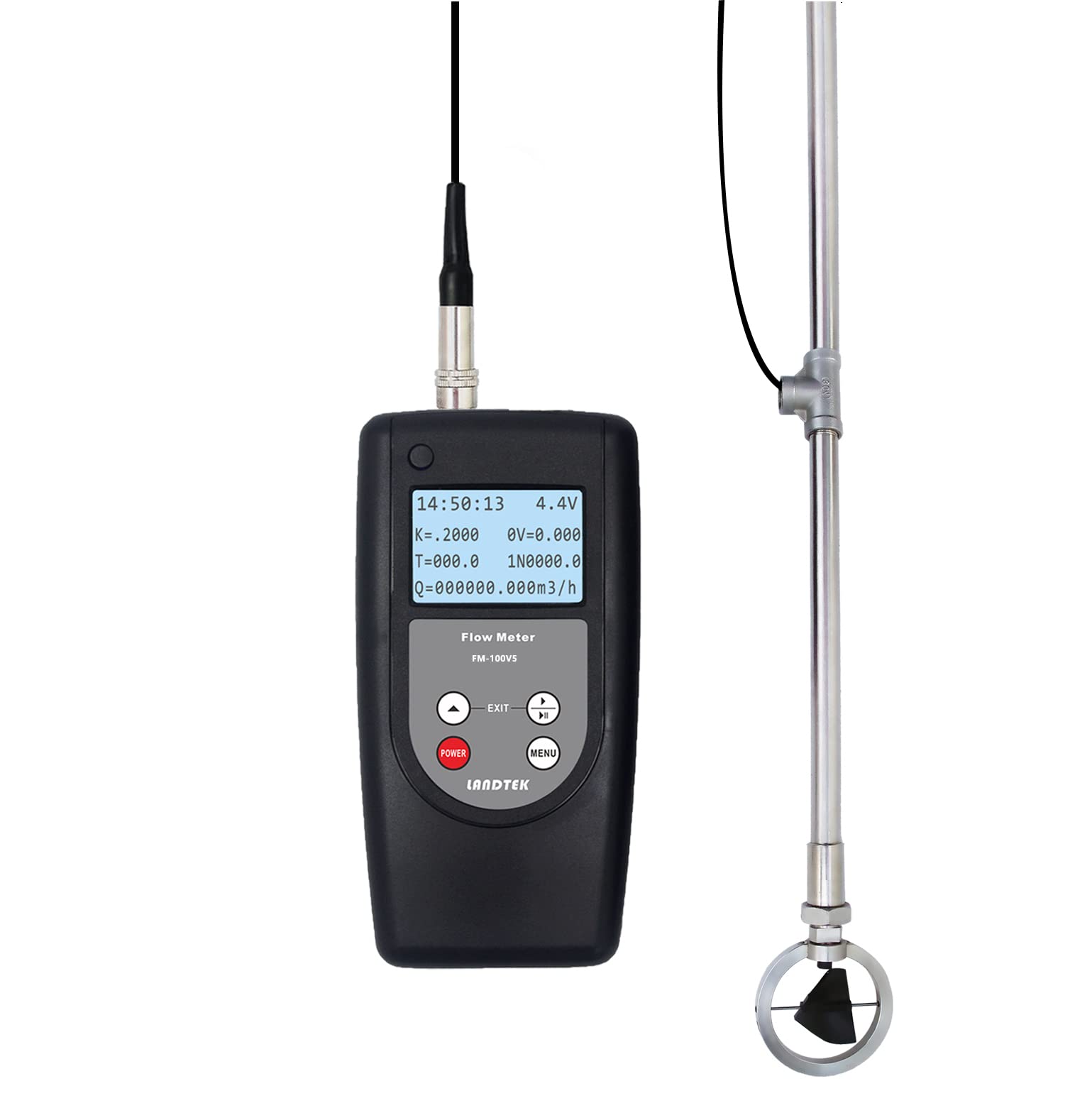 HOJILA Digital Water Flowmeter Water Flow Rate Meter FM-100V5 for Open Channels Flow Velocities Measurement, Range 0.01-5.00 m/s…