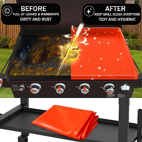 likjhbn 36 inch Griddle Cover for Blackstone, Silicone Grill Mat Blackstone Accessories Full Wrap-Around Protective Top Cooking Surface Protector Outdoor-Orange GJD-36-C