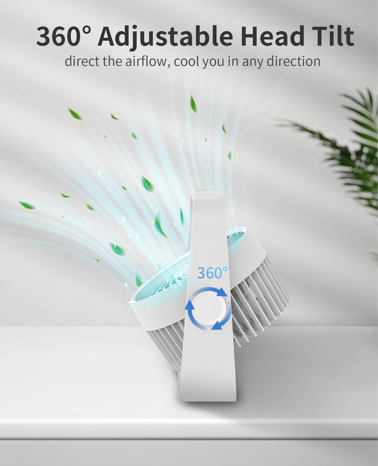 KONSIDEN Small Fan, 8 Inch USB Desk Fan, Quiet Office Fan, 4 Speed Winds, 360° Head Tilt, Detached Cover, Small Table Fan, Easy to Clean, Ideal for Bedroom, Office, Kitchen, Camping