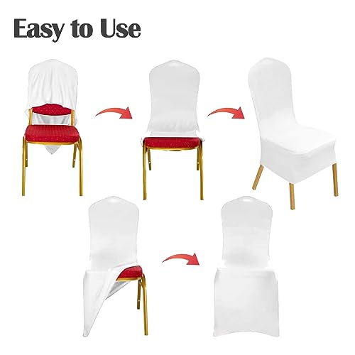 Vencede 10pcs White Stretch Spandex Chair Cover, Chair Covers for Wedding, Universal Fitted Chair Cover Protector for Party, Banquet, Event, Hotel(White 10PCS)