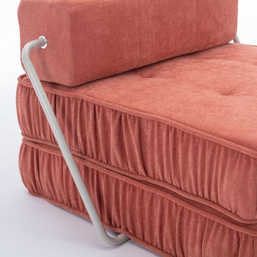 Lighluxstly Convertible Folding Sofa Bed-Sleeper Chair Futon with Pillow Memory Foam Foldable Mattress Twin Size Couch for Living Room Office Apartment,Orange