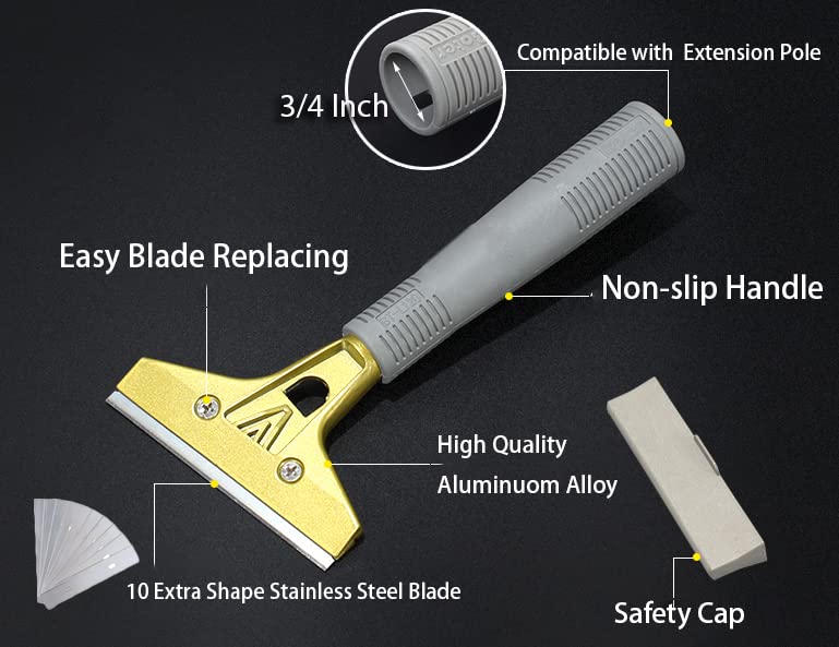 LDS Industry Extendable Razor Blade Sticker/Paint Scraper Remover for Window Glass Windshield Tile Granite Wall Cleaning Hand Tool, Gum Cleaning, Stove Cleaner, SCRP-A