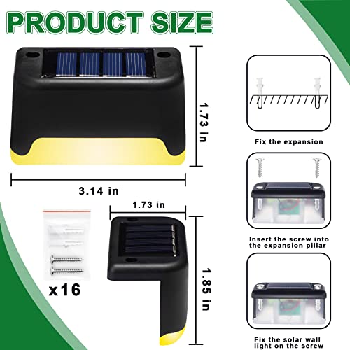 K.E.J. Solar Deck Lights Outdoor Waterproof LED Step Light Landscape Lighting Solar Lights Porch Decor for Fence, Stairs,Step,Yard,Patio,Driveway,Pathway,Yard,Backyard and Garden