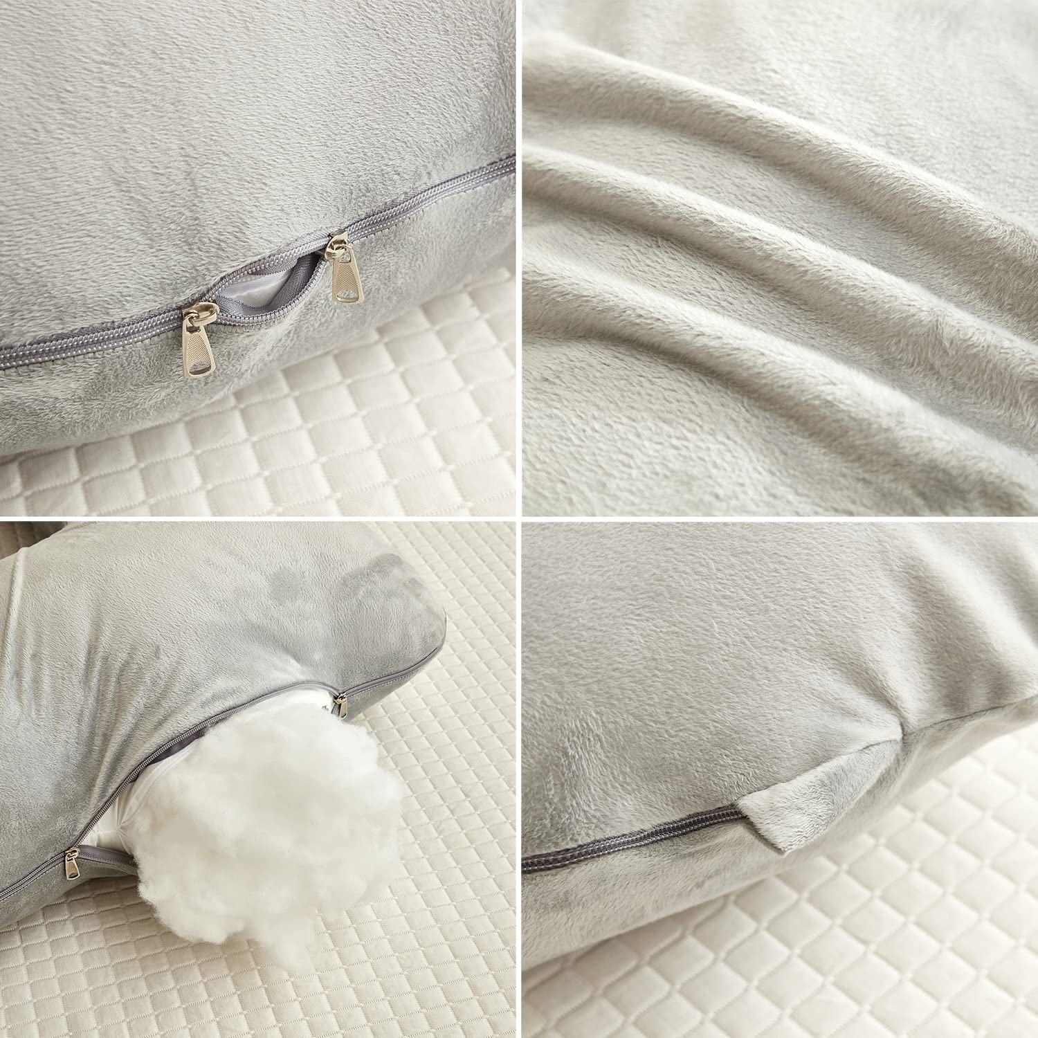 J-Shaped Pregnancy Pillows, Maternity Pillow with Cozy Cover, Pregnancy Pillows for Side Sleeping, Head, Neck, Belly Support Light Grey