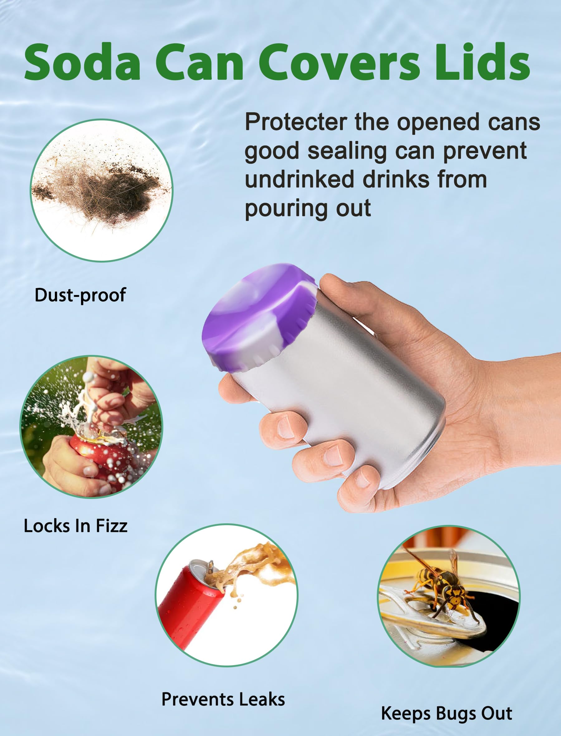 Soda Can Covers Lids, 6 Pack BPA-Free Can Cover for Soda Lid, Reusable Pop Can Lid Beer Can Covers, Silicone Soda Can Lids for Carbonated Beer Juice Beverages Energy Drinks, Fits Standard Soda Cans