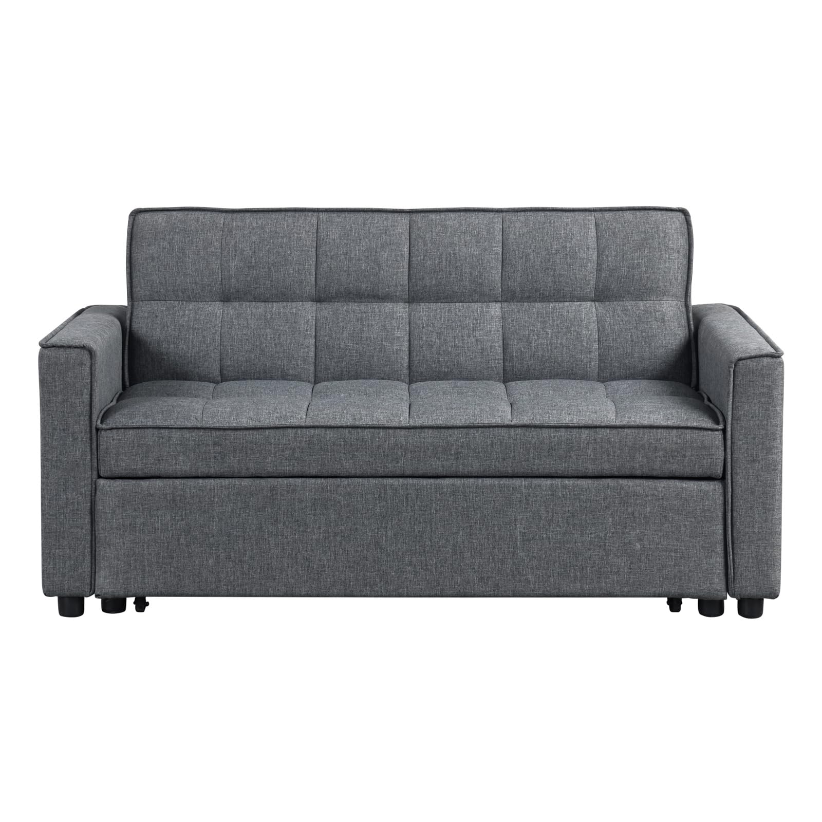 KORZEY Convertible Sofa Bed, Pull Out Sofa Couch with 3-Level Adjust Backrest, Fold Out Couches, Futon Loveseat Sleeper Recliner for Living Room, Apartment, Office,3-in-1 Light Grey