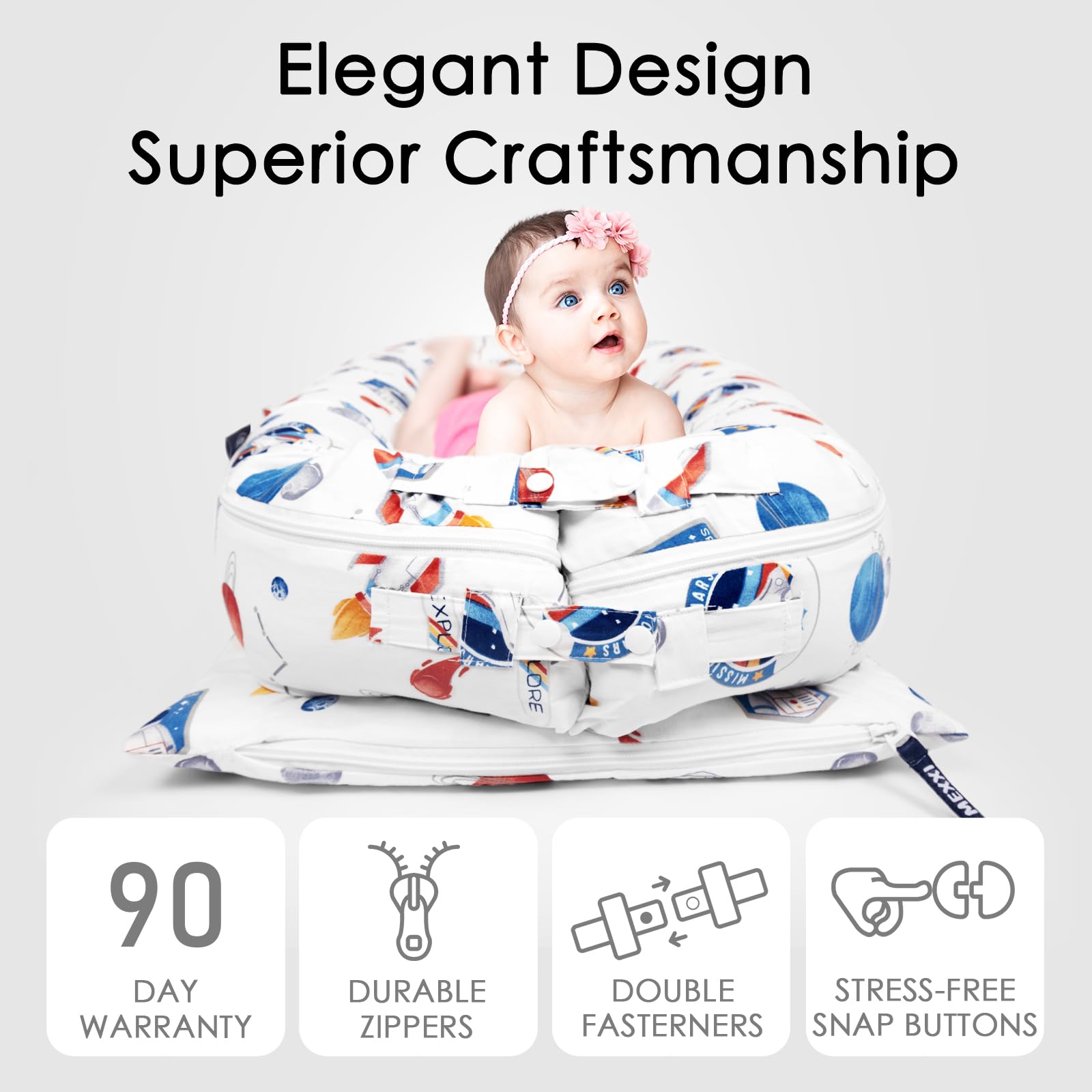 Infant Lounger Baby Nest Replacement Cover | Hypoallergenic | Premium | [Fits Dockatot Deluxe+] (Cover Only) (Driver Dinos)