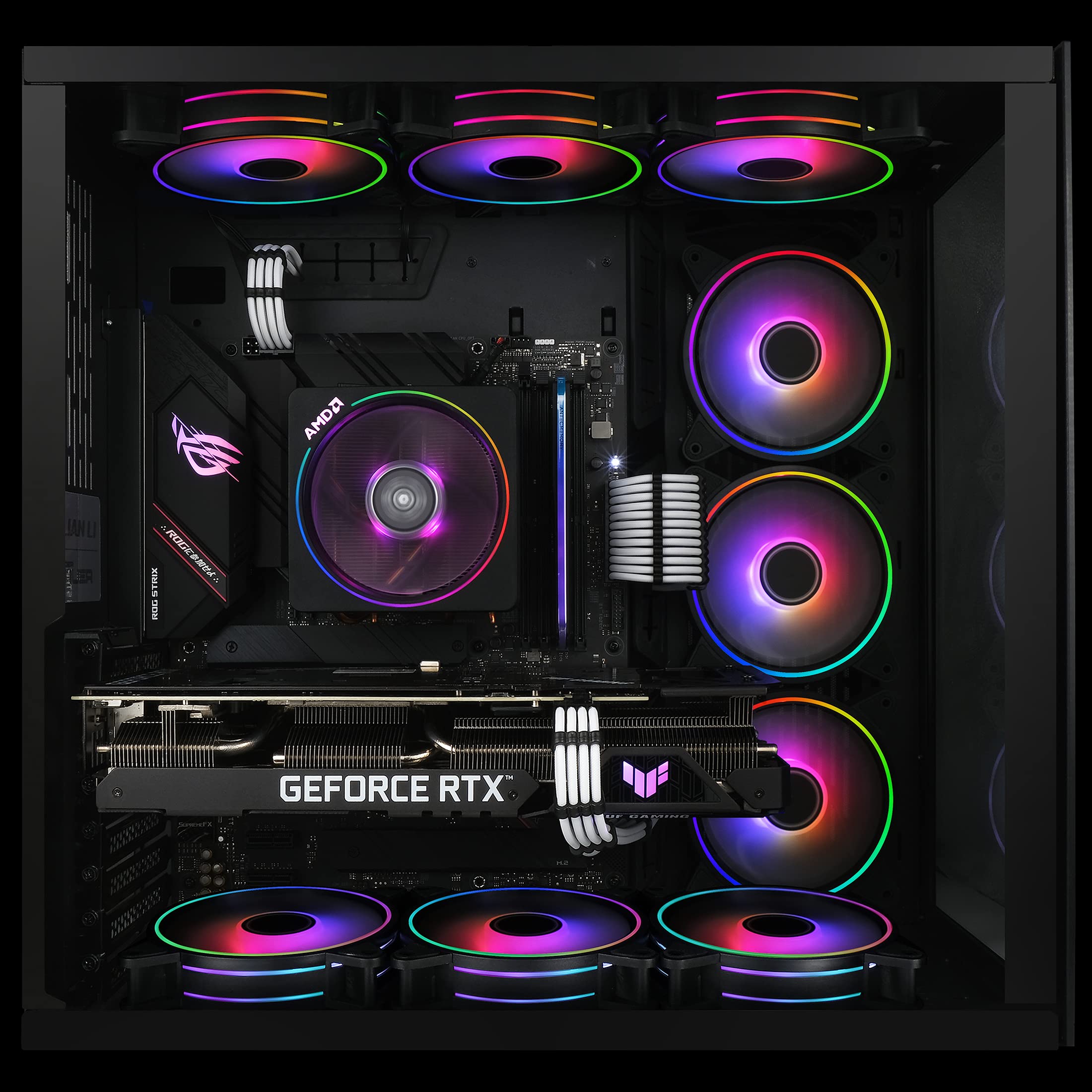 EZDIY-FAB Moonlight 120mm RGB Case Fan with Fan Hub X and Remote,Motherboard Aura SYNC,Speed Control,ARGB Fan for PC Case Desktop-6 Pack