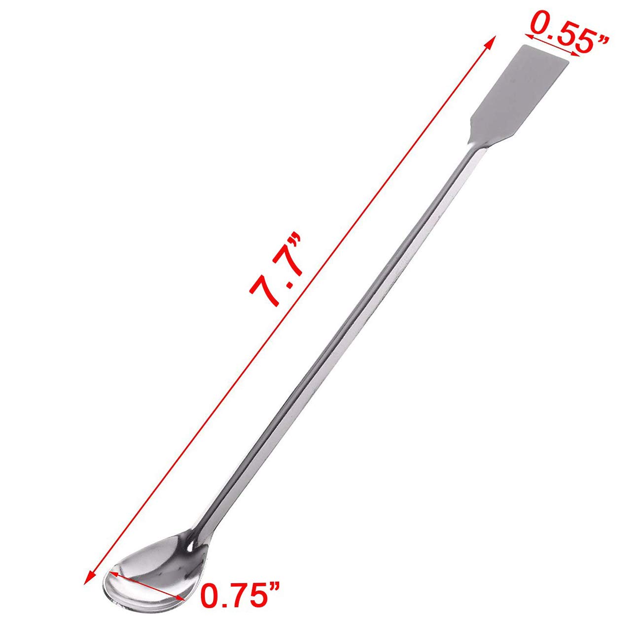 TIHOOD 10PCS 2 in 1 Stainless Steel Lab Spoon Spatula/Laboratory Sampling Spoon Mixing Spatula