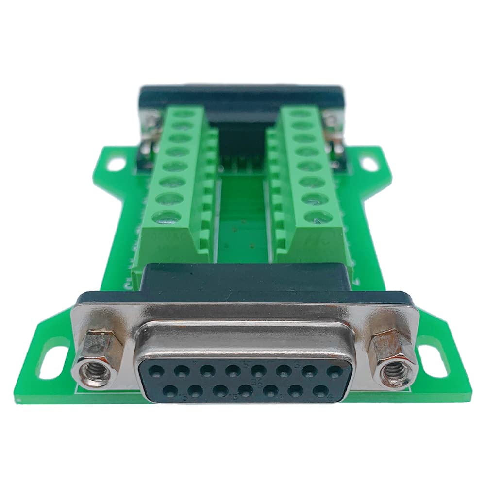 Jienk DB15 Male to Female Terminal Breakout Board, RS232 D-SUB Serial to 15pin Port Terminal Block Gender Changer Connector