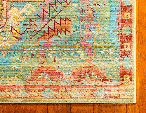 Unique Loom Austin Collection Vibrant Colors, Abstract, Traditional Area Rug, Rectangular 6' 0" x 9' 0", Light Green/Beige