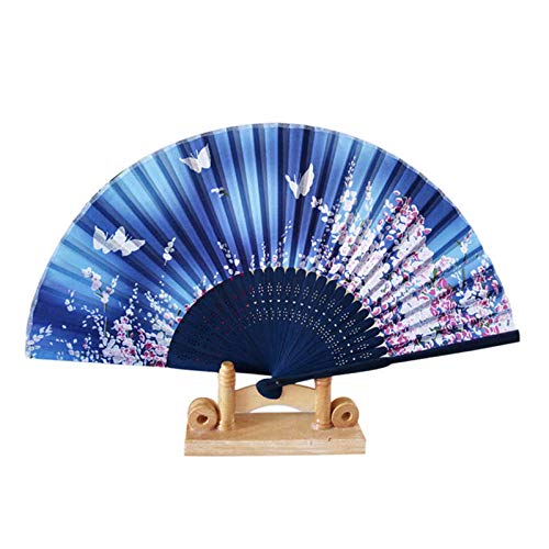 Hand Fans Folding fan Pattern Folding Dance Wedding Party Lace Silk Folding Hand Held Flower Fan Hand Fan Cool Bamboo Flower Personalized Chinese Fans (Color : B)