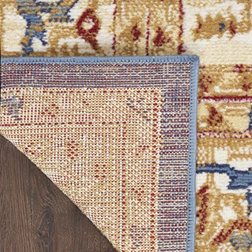 Nourison Grafix Vintage Navy Gold 2' x 4' Area -Rug, Easy -Cleaning, Non Shedding, Bed Room, Living Room, Dining Room, Kitchen (2x4)