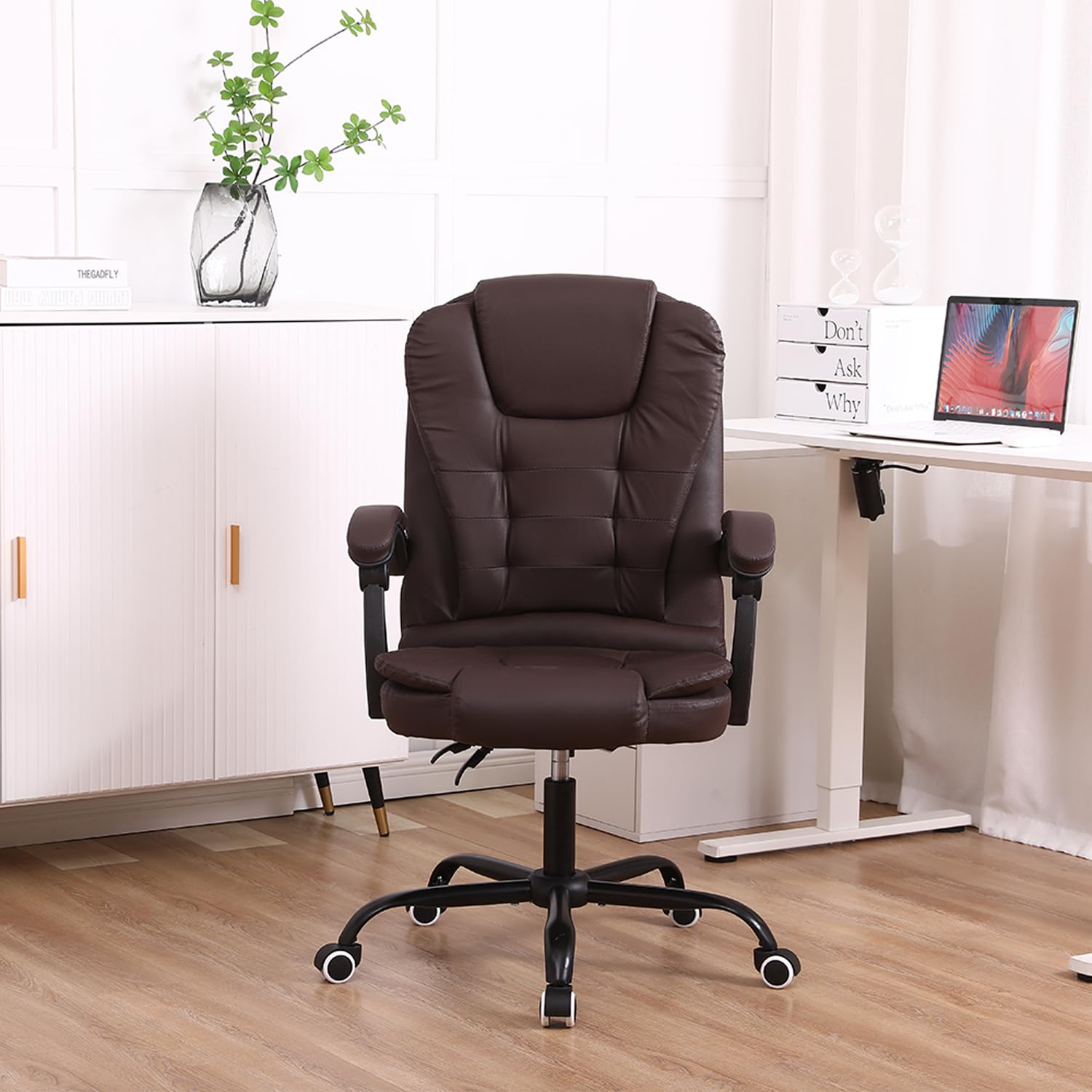 Panana Office Chair Heavy Duty Executive Reclining Computer Swivel Chair (Brown)