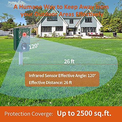 MAGIC CAT Solar Animal Repellent, Ultrasonic Outdoor Animal Repeller with Motion Sensor & Flashing Light, Waterproof Garden Yard Farm Repellent for Cat, Dog, Raccoon, Skunk, Squirrel, Deer, Rabbit