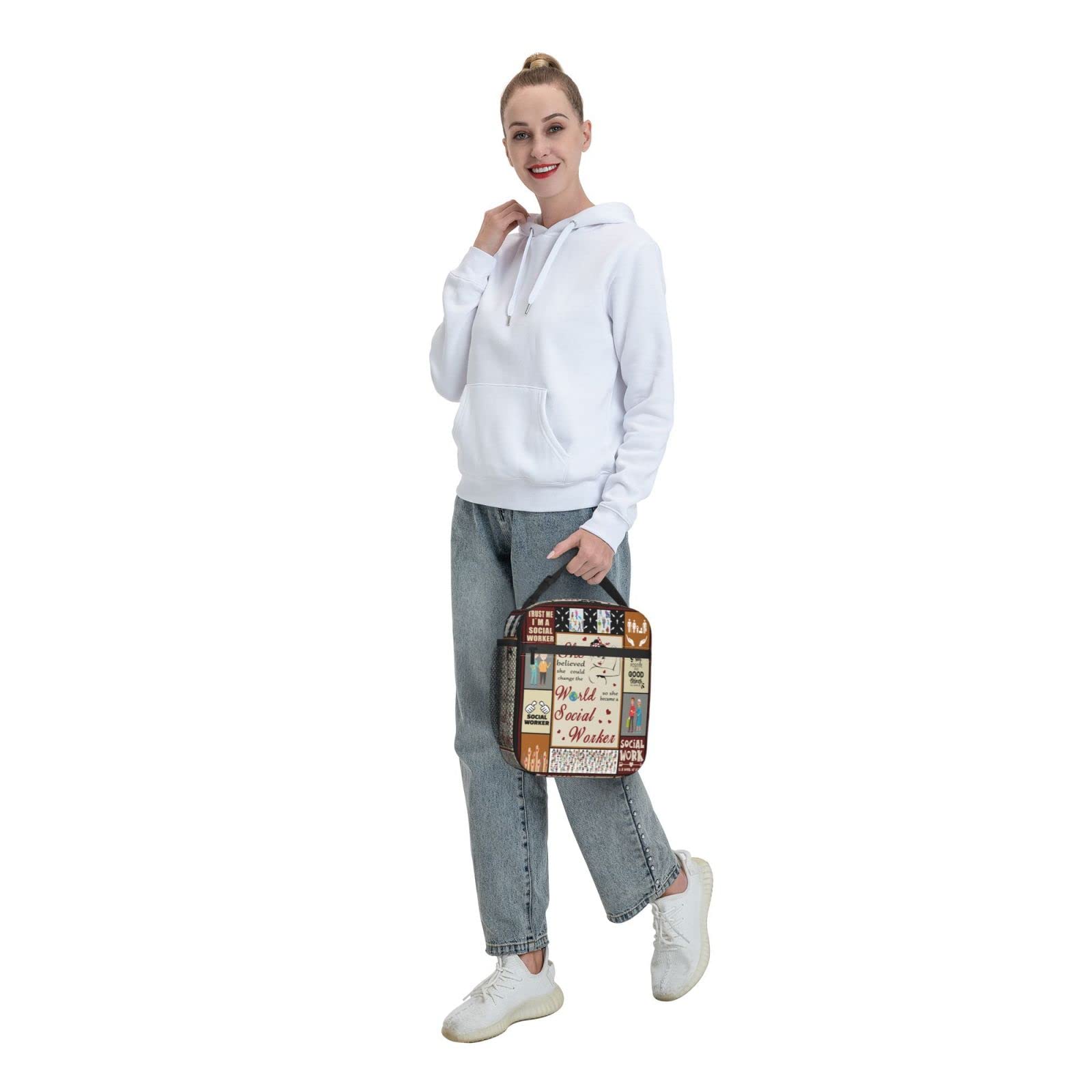 KIYIYZER Social Worker Lunch Bag Insulated Reusable Lunch Box Portable Cooler Tote Bag For Women Men Adults Work Picnic,Give A Gift To Social Work Practitioner
