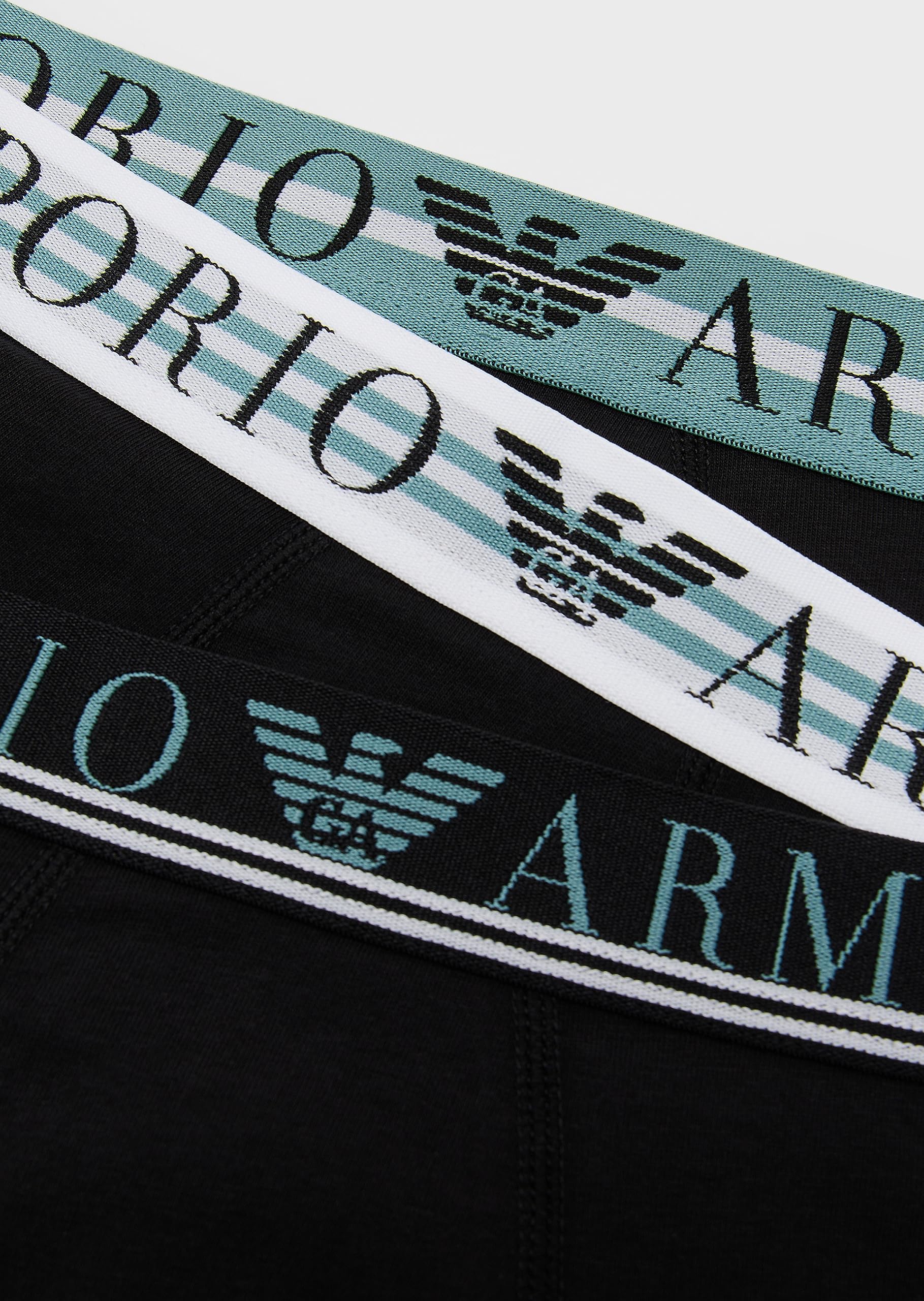 Emporio Armani Men's Mixed Waistband 3 Pack Trunk, Black/Black/Black