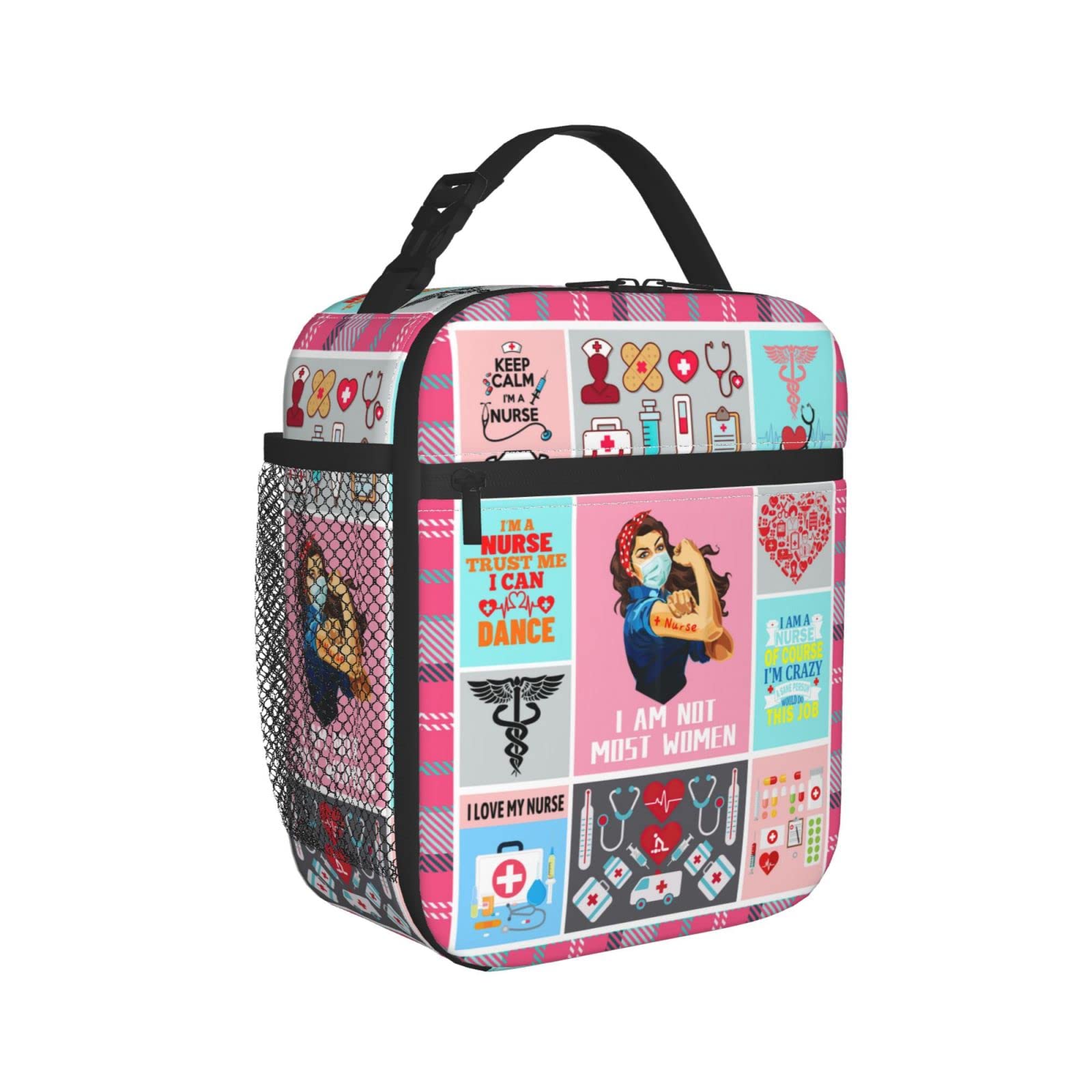 Kaeddi Nurse Lunch Bag Heat Insulated Lunch Box Leakproof Durable Portable Reusable Handbags Large Capacity Thermal Cooler Black One Size
