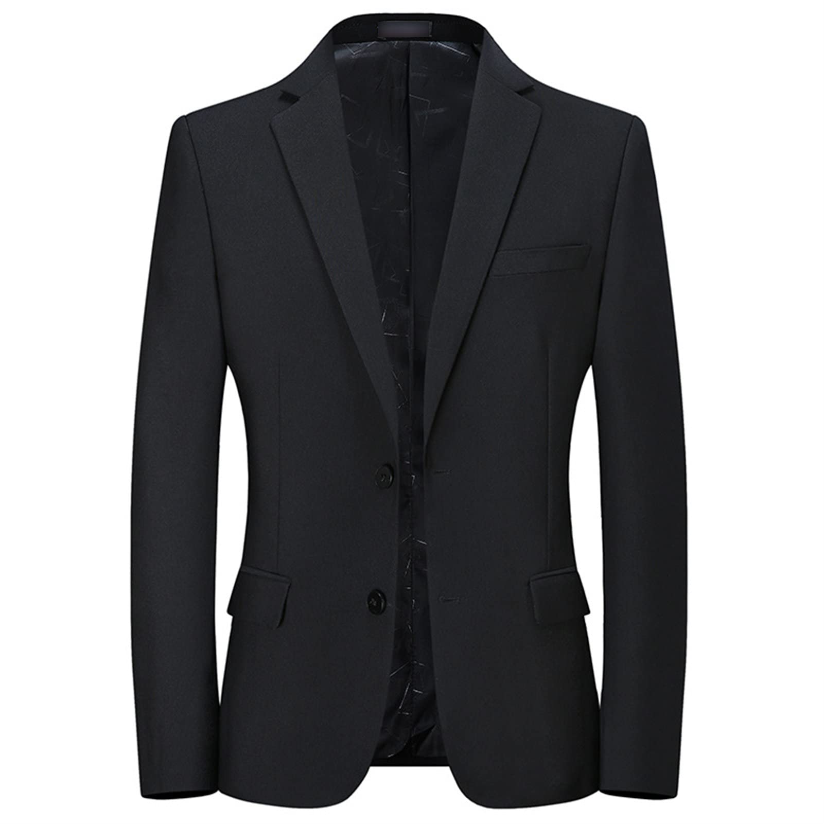 Men's Casual Slim Fit Suit Blazer Lightweight One Button Solid Business Jacket Notched Lapel Formal Sport Coat (Black 1,XX-Large)