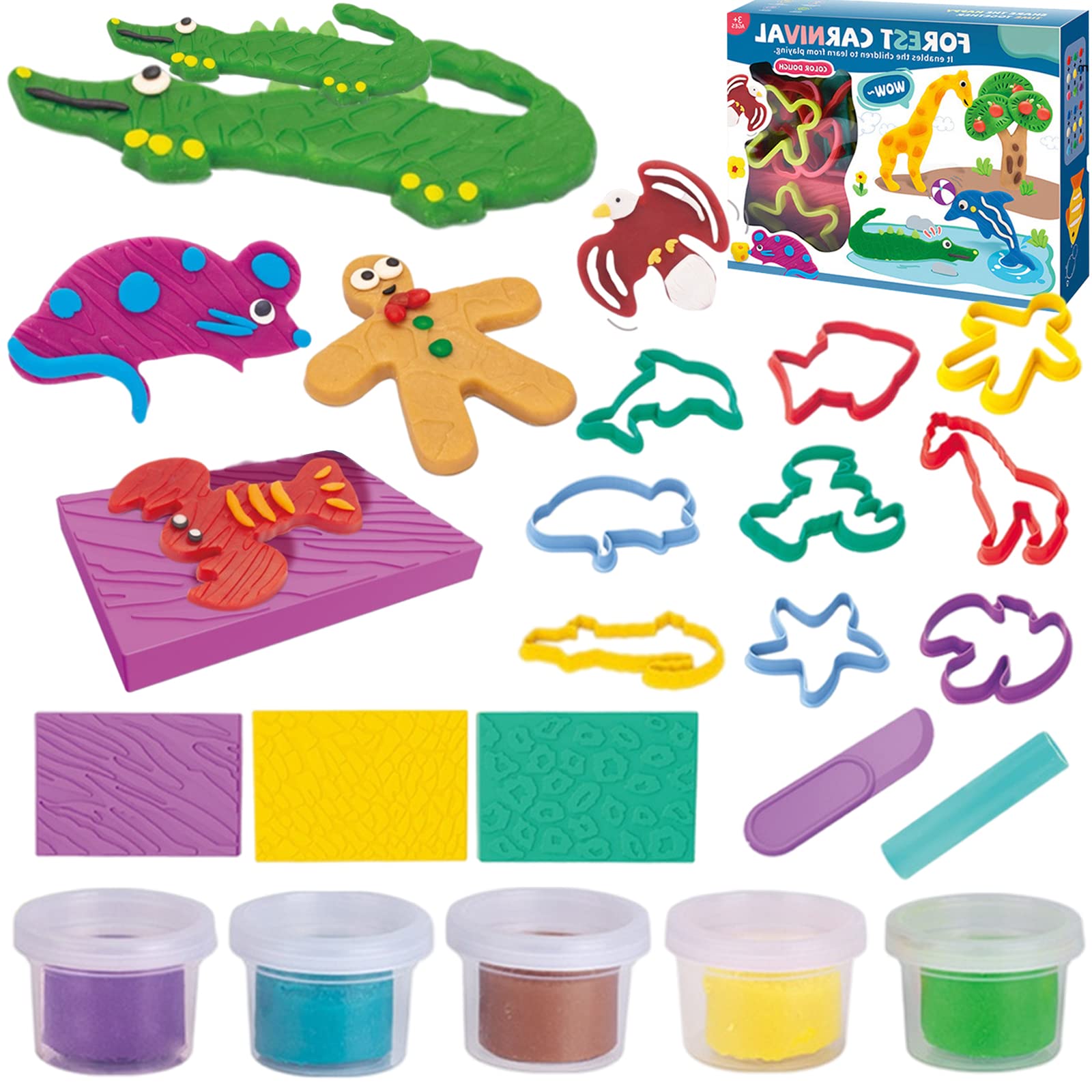 GOVOY Dough Play Set for Kids Arabic Numerals Math Shape Early Learning Color Dough with Accessories STEM Preschool Toys for Kids