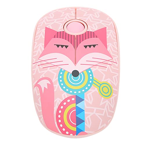 GOWENIC 2.4G Wireless Mouse, Cute Cartoon Pink Fox Pattern Mouse, Laptop Silent Wireless Gaming Mouse Three Intelligent Sleep Modes Mice, for Laptop, Notebook