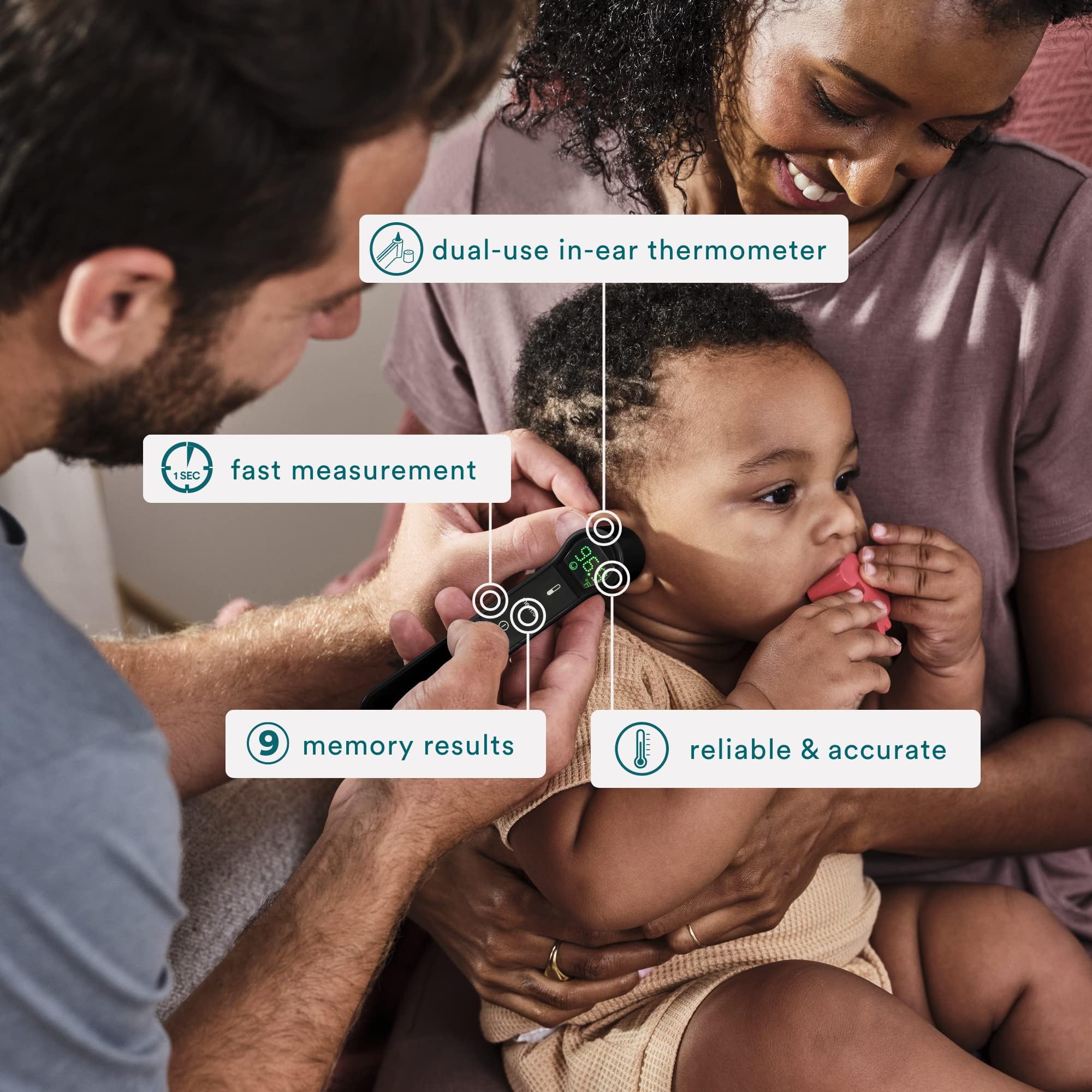Homedics Dual-Use Ear and Forehead Thermometer, in-Ear and No-Touch Infrared Technology, Instant Results in 1 Second, Color-Coded Readings, Reliable and Accurate, Body and Object Temperature