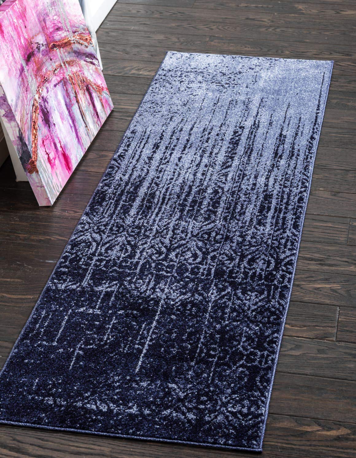 Unique Loom Del Mar Collection Area Rug - Jennifer (2' x 6' 1" Runner, Blue/ Navy Blue)