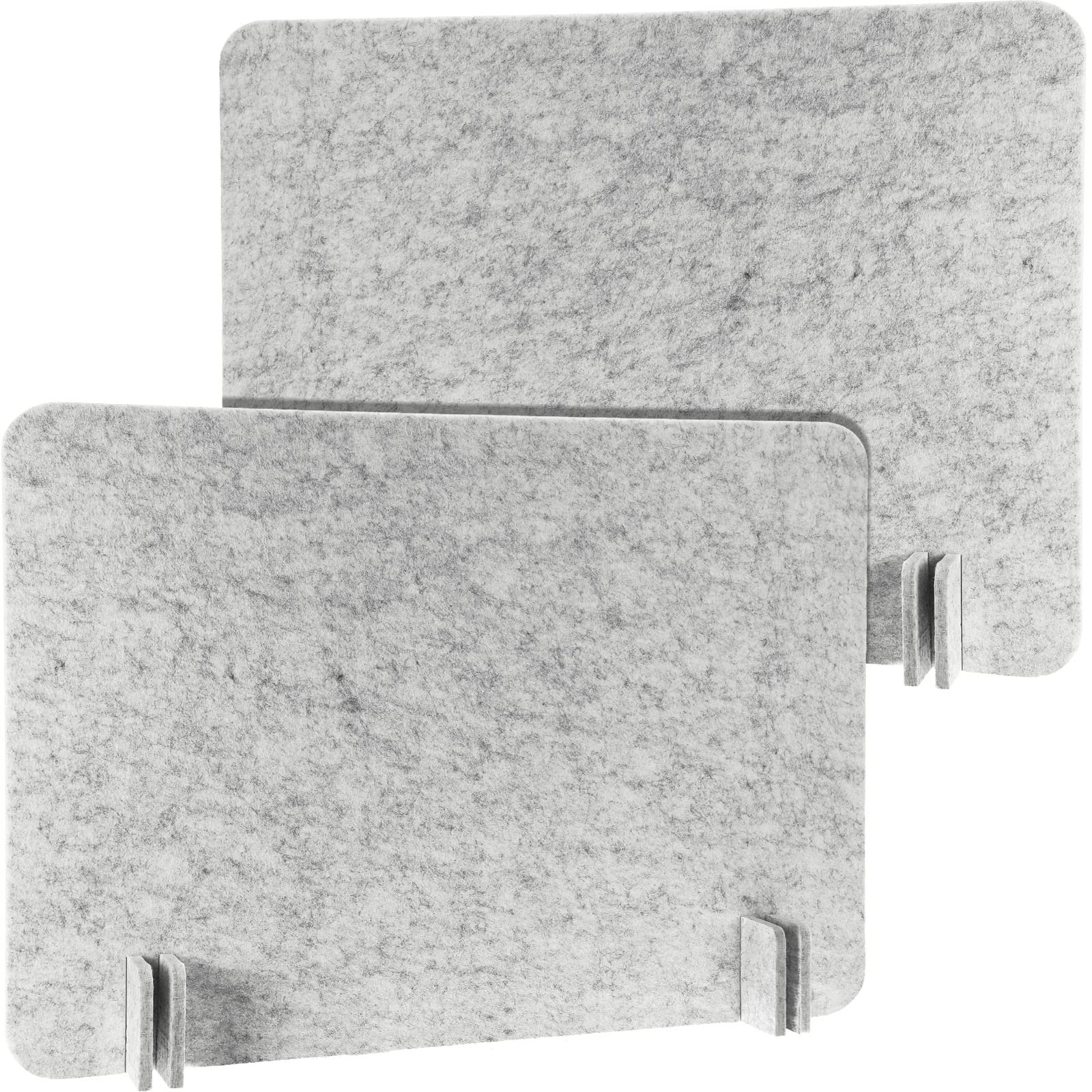 Fabbay 2 Pcs Acoustic Freestanding Desk Privacy Panel Desk Divider Desk Partition Noise Reducing Mounted Sound Proof Dividers Lightweight with Support Feet for Classroom Room Table (Silver Gray)