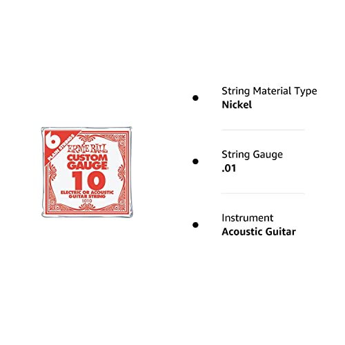 Ernie Ball Nickel Plain Single Guitar String .010 6-Pack
