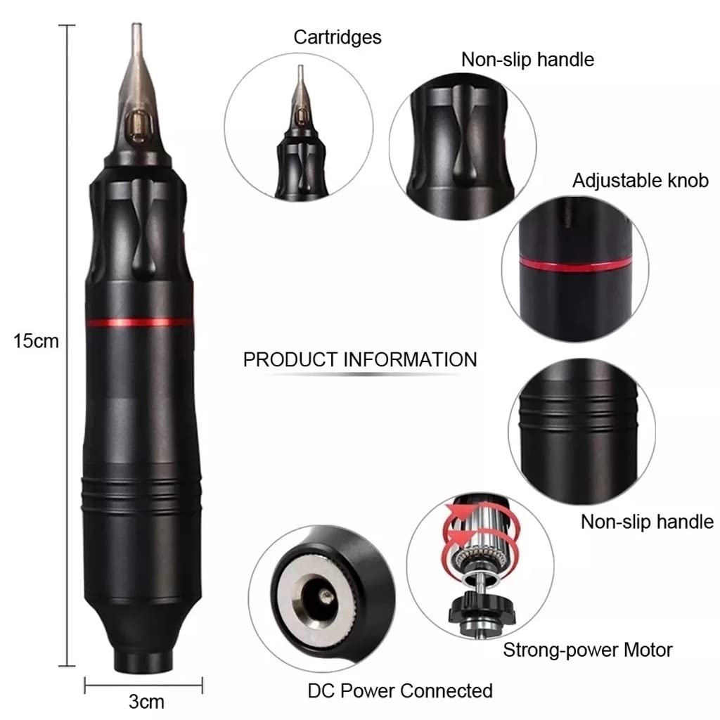 LUKEO Tattoo Machine Set Complete Tattoo Machine Pen LCD Tattoo Power Rotary Gun Cartridges Needles for Tattoo Body Art (Color : D)