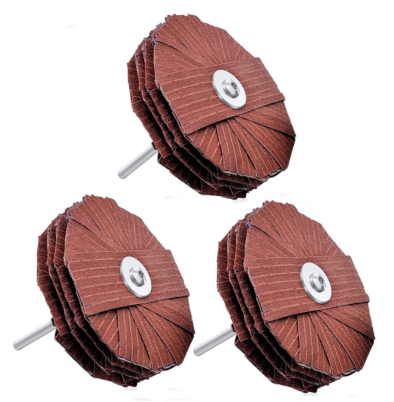 LINE10 Tools 4-inch Sanding Mop Kit, Moulding Flap Sander Wheel for Drill Press 80, 120, 240 Grit, Pack of 3