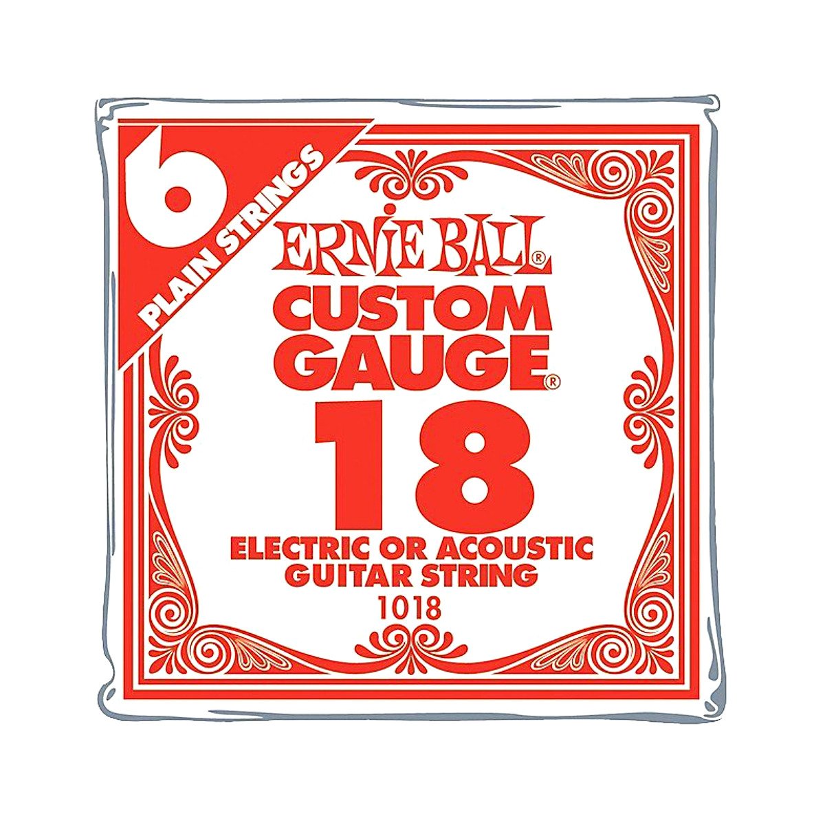 Ernie Ball Plain Single Guitar String .018 6-Pack