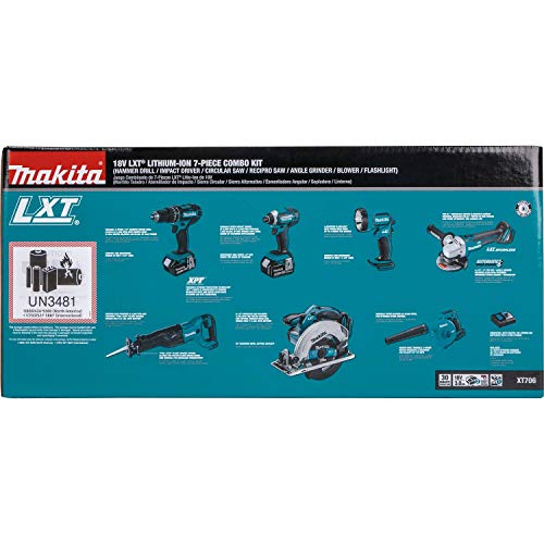 Makita XT706 3.0Ah 18V LXT Lithium-Ion Cordless Combo Kit (7 Piece)