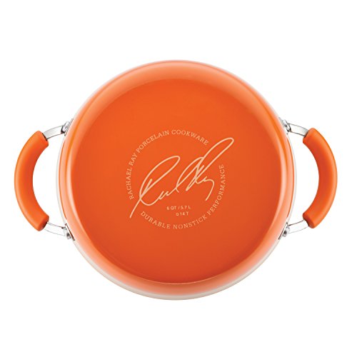 Rachael Ray Brights Nonstick Stock Pot/Stockpot with Lid - 6 Quart, Orange