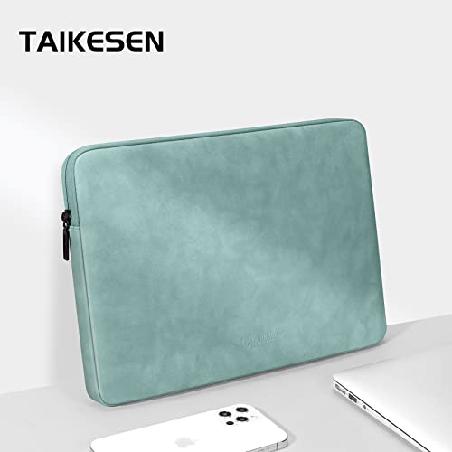 TAIKESEN Laptop Sleeve Compatible with MacBook Air/Pro, 13-13.3 inch Notebook, Compatible with MacBook Pro 14 2023 A2779 M2 A2442 M1 A2681 A2337 /Pro 13 A2338, PU Material Bag with Small Case, Green