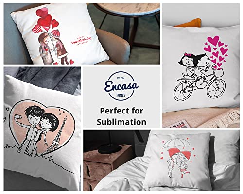 Encasa Homes Throw Pillow Covers Only (No Insert) (18x18) - Sublimation Blank White 4 Pc Pack with Invisible Zipper -Polyester Twill Cushion Cases for DIY, Printing & Painting