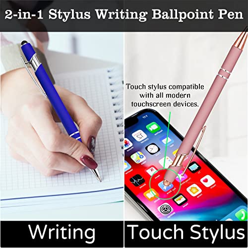Uoffice5 Ballpoint Pens with Stylus Tips - Fine Point Pens in Black Ink for Women Men Wedding (Black)