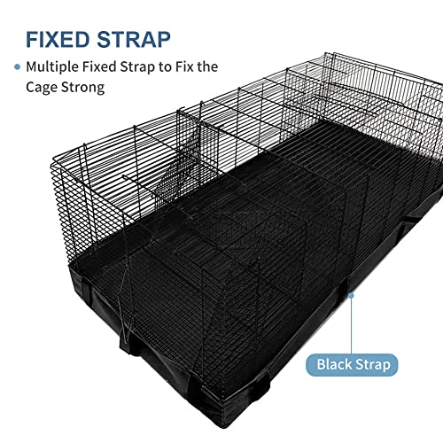 LINGSFIRE Guinea Pig Cage Liners, Reusable Guinea Pig Bedding Accessories Oxford Cloth Bottom Reusable Cage Liners for Guinea Pigs Rabbits, 47 x 24 x 3.5 inches(Black)