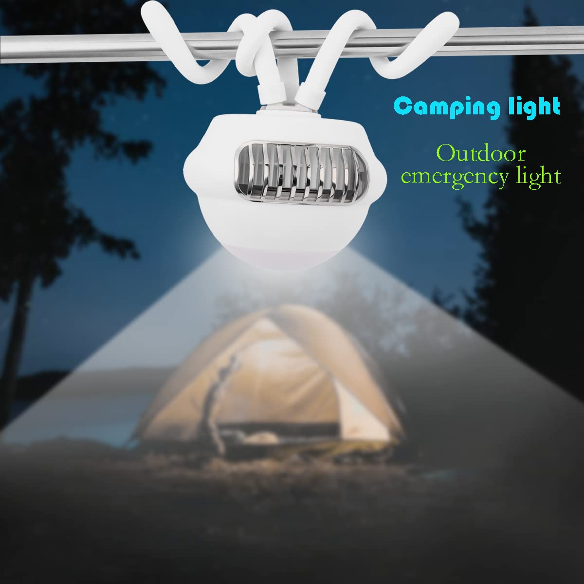 HOMEXUP Portable Fan for Travel-Bladeless Fan with Flexible Tripod, Stepless Dimming Led Night Light Stroller Fan, Noise Reduction Technology Design, Suitable for Strollers, Car Seats, Cribs(white)