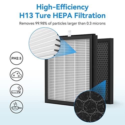 Tailulu H13 True HEPA Air Purifier Replacement Filter for HQZZ-260 Air Purifier, With 3-in-1 Filter for Large Room Filter Allergies Pollen Smoke Dust Pet Dander(1 Pack)