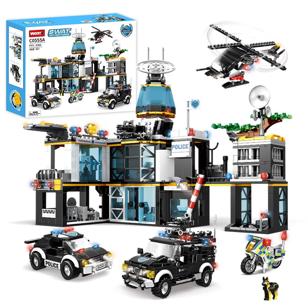 Loz Silan City Police Station Building Kit Island Prison Architecture Building Blocks