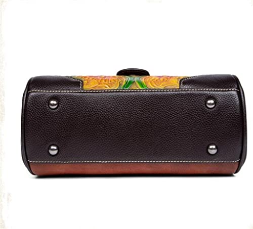 GPPZM Hand Embossed Women's Bag Retro Versatile Handbag Shoulder Messenger Bag (Color : Black, Size : 26(L)*17.5(H)*9.5(W) cm)