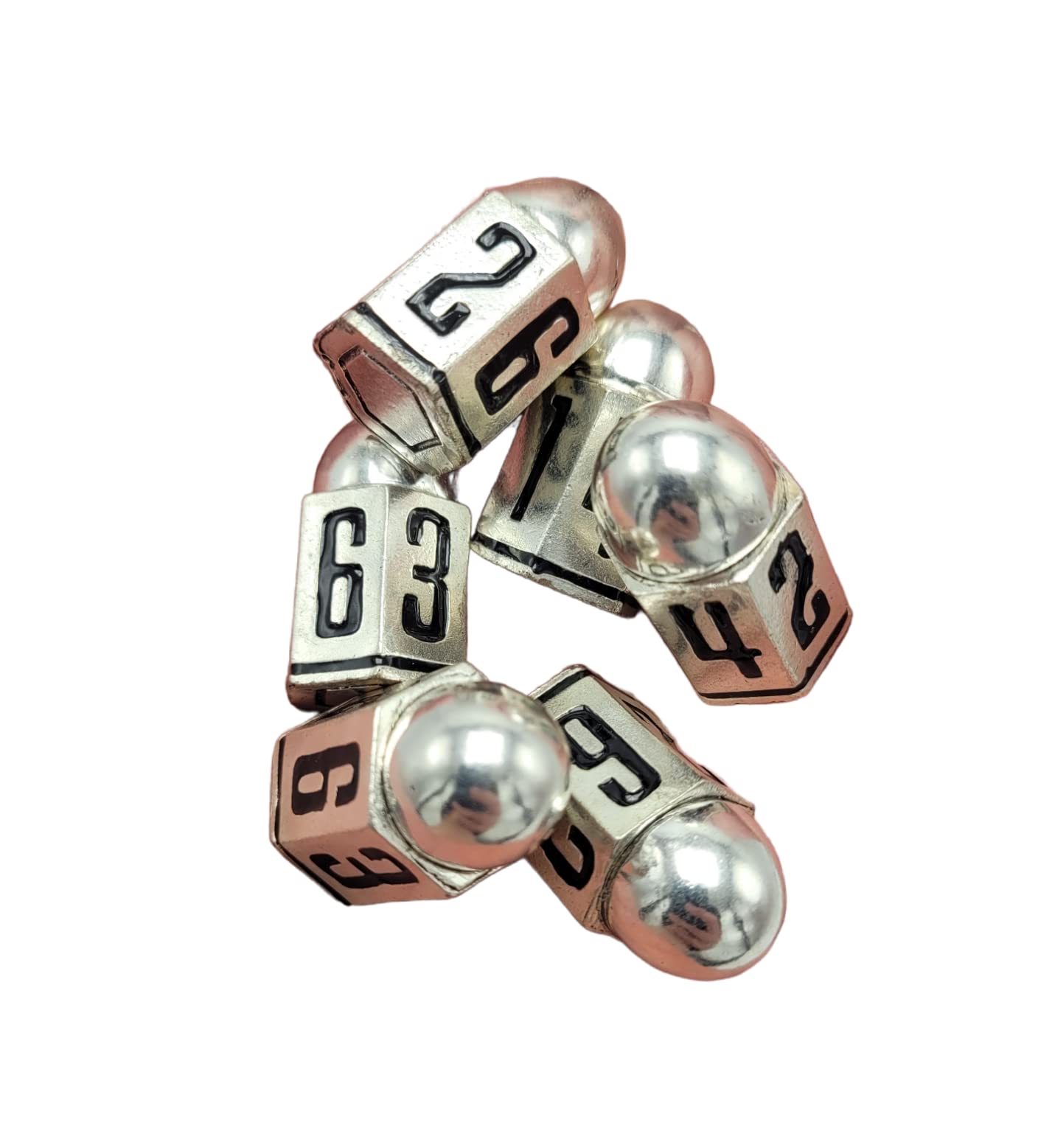 JGFinds Bullet Metal Dice Set - Six Large D6 Role Playing Dice - for D&D, Warhammer 40k, MTG, RPG Mob Themed Tabletop and Board Games - Oversized Molded Six Sided Polyhedral Damage Tracker or Counter