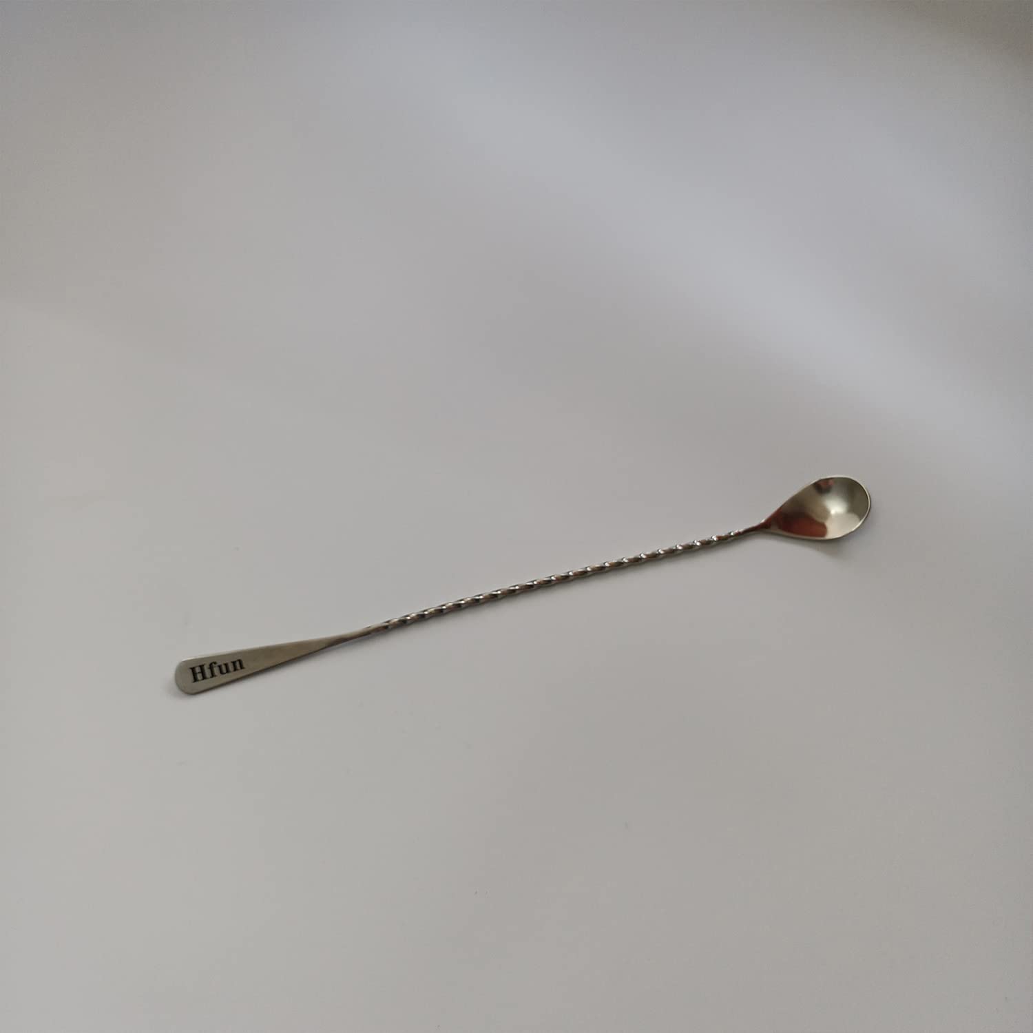 Hfun-Mixing spoons, Stainless Steel Mixing Spoons, Spiral Pattern Bar Cocktail Shaker Spoon
