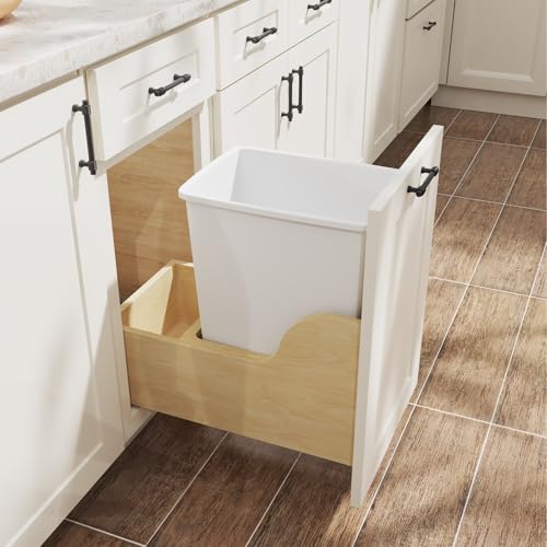 LuminaLumber 35 Quart Kitchen Trash Can, Plastic Wastebasket Waste Bin, Lightweight Slim Garbage Can for Kitchen, Bathroom, Living Room, White - 1PCS