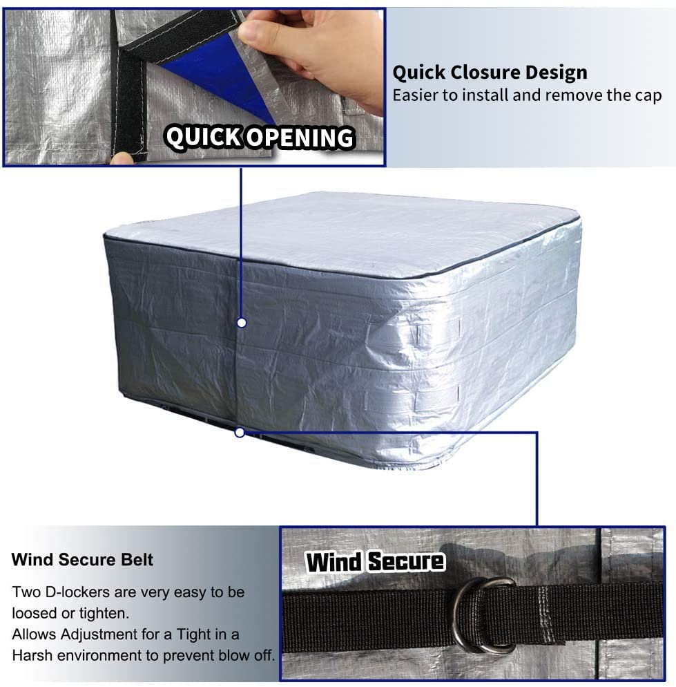 Hot Tub Cover Cap 84" Lx84 Wx 35" H Spa Cover Guard Water Proof hot tub Sun Shield