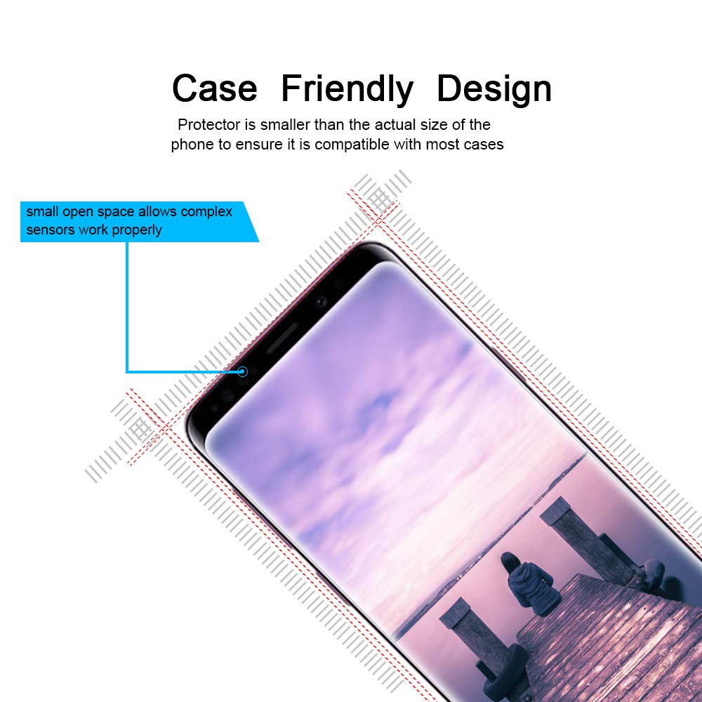 FOVAL (2 Pack) Tempered Glass Screen Protector for Samsung Galaxy S9 (NOT for S9 Plus) 3D Curved Dot Matrix with Alignment Tool (Case Friendly)