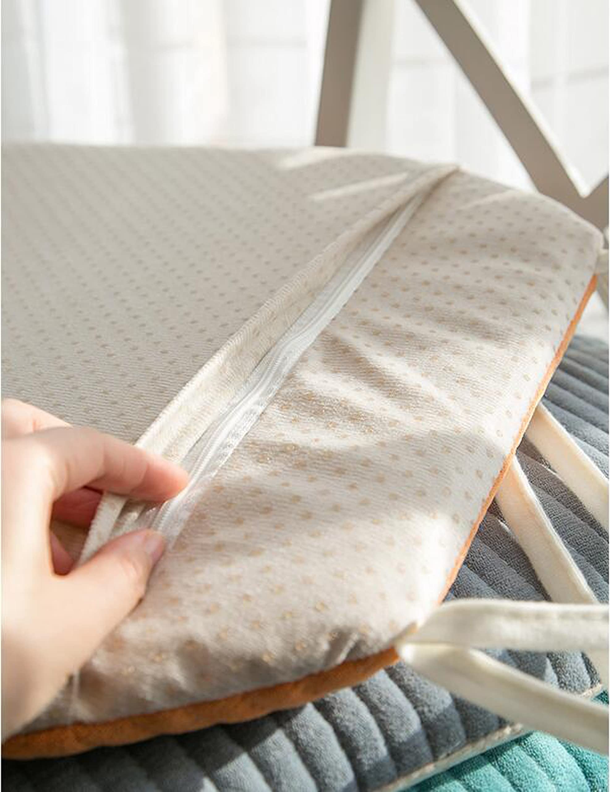 Happiness Decoration Chenille Chair Cushions for Dining Chairs 4 Pack Chair Pads with Ties Soft Non Slip Rubber Back Seat Cushions Machine Washable U Shape Chair Pads,17" x 15.7" (Grey, 4)